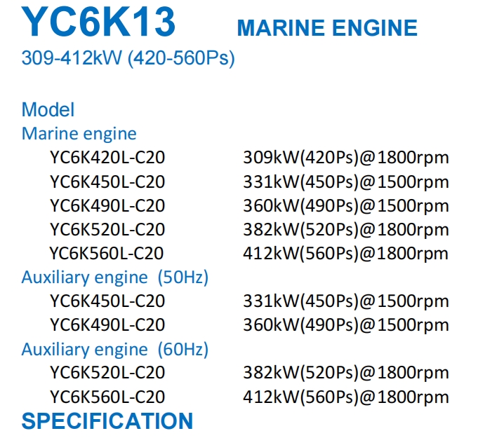 Motor Marino Yuchai YC6K – ROCHMARINE